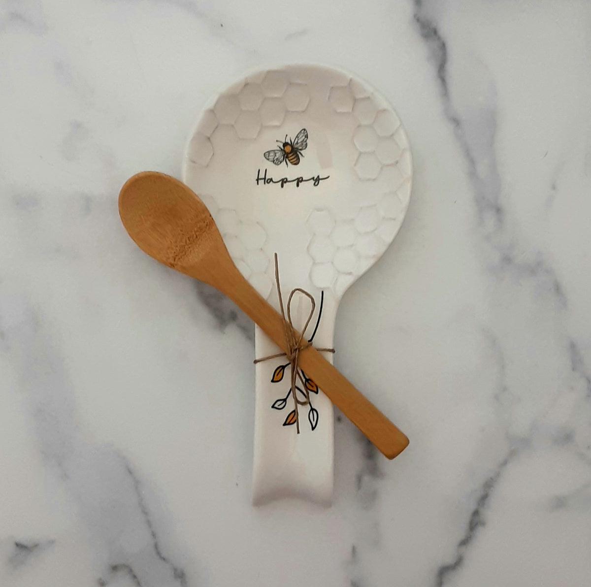 Honey Bee Spoon Rest with Wooden Spoon – PaulaDeenShop.com