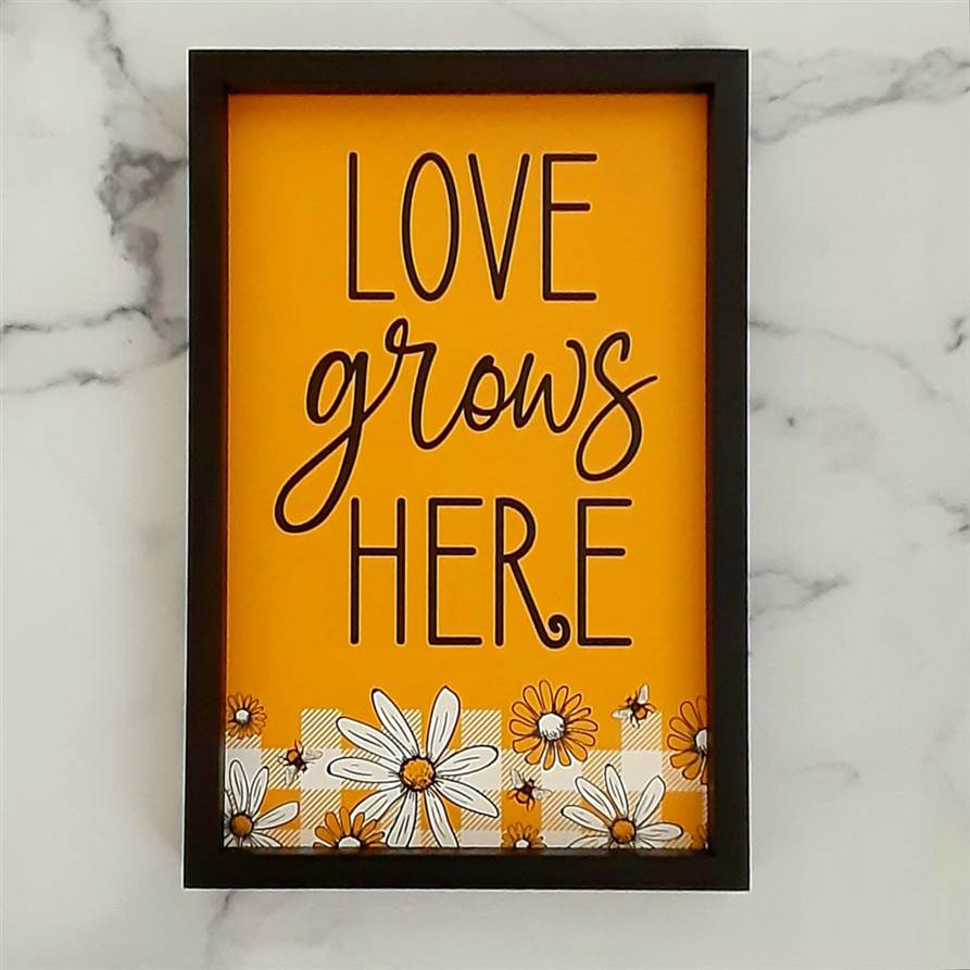 Framed Shadow Box Sign, Love Grows Here – PaulaDeenShop.com
